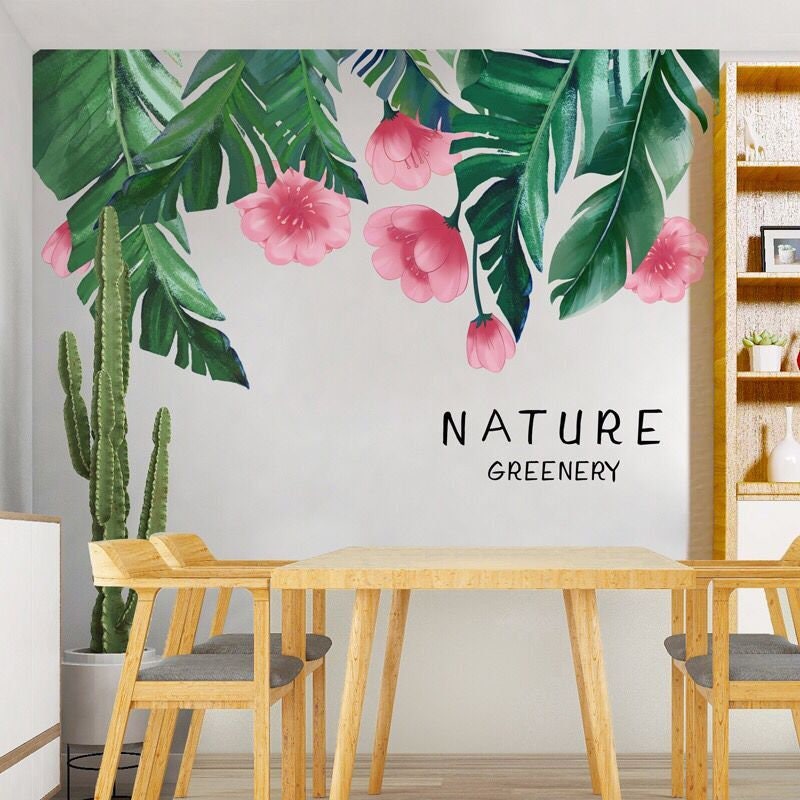 Flower Wall Sticker，green Banana Leaf Wall Stickers Farmhouse Decor ...