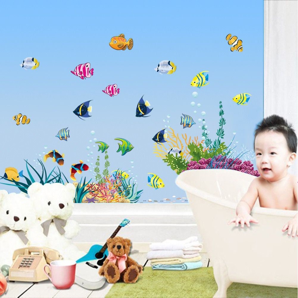 Underwater Animal Wall Sticker, Fishes Wall Decal Sticker, Sea Life ...