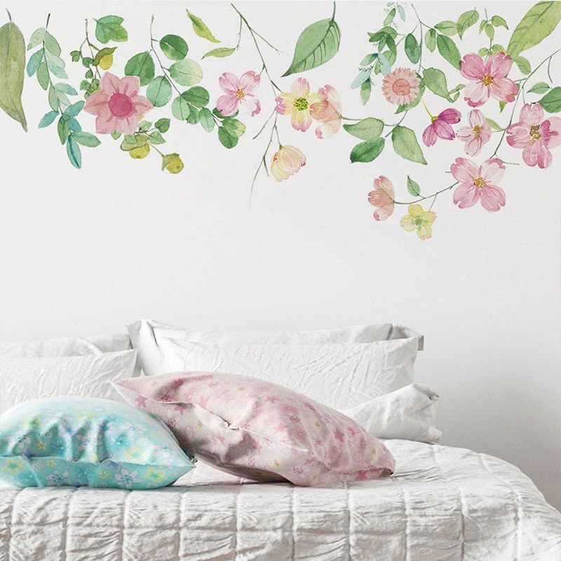 Fresh Plant Small Flower Wall Sticker Falling Flower Sticker Branch ...