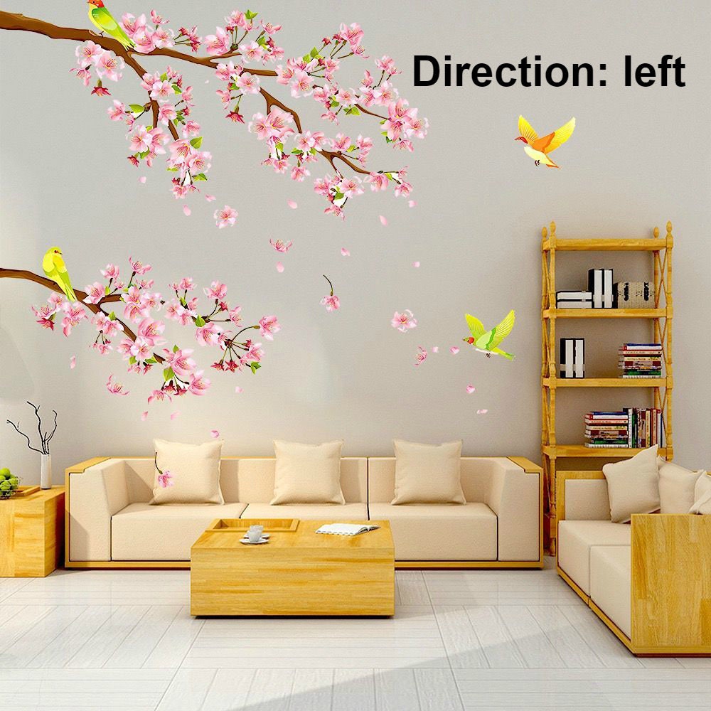 Plum Branch Magpie Sticker Bird Wall Sticker Floral Nursery Wall Decal ...