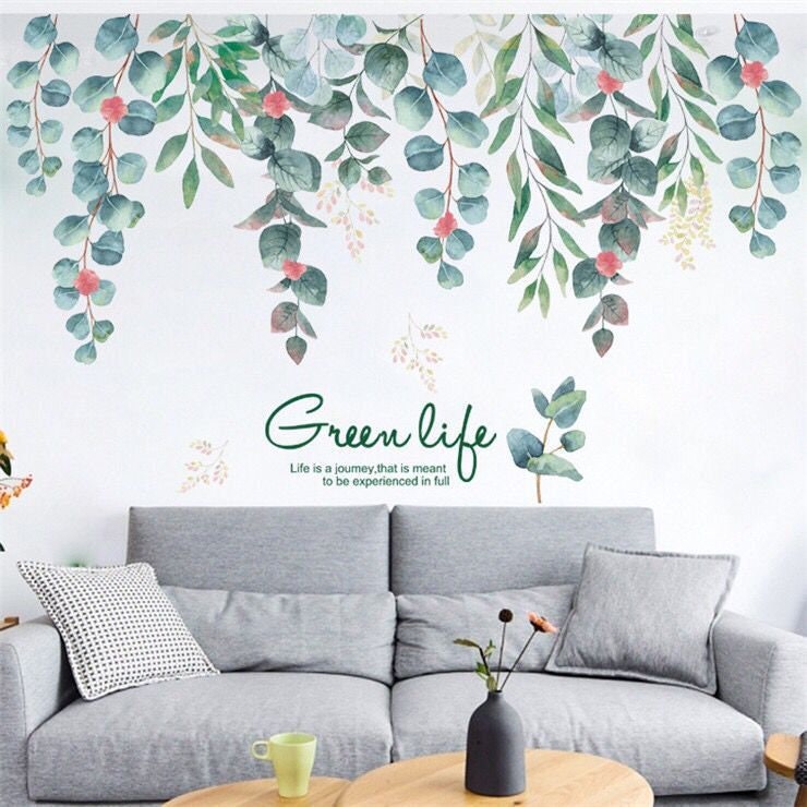 Large Decal Of Watercolor Plant Stickers - Leaves Wall Decals ,plant ...